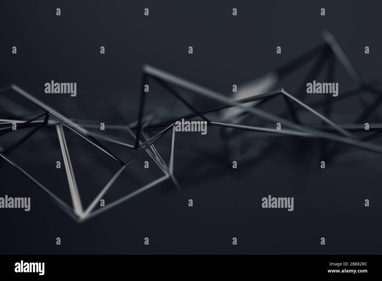 Abstract 3d Rendering Of Chaotic Plexus Surface Contemporary Background With Futuristic