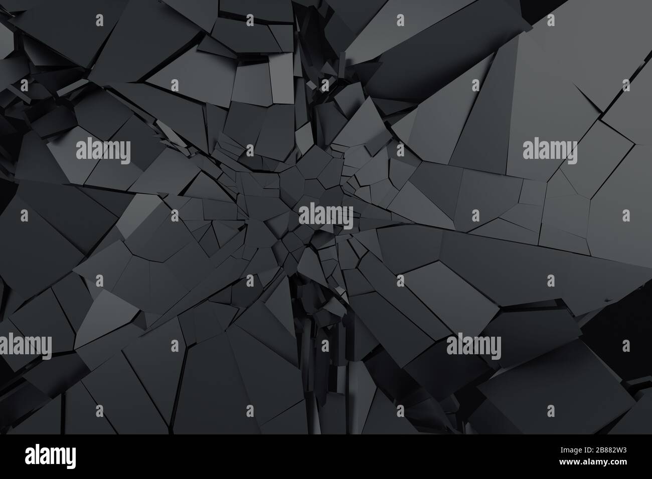 Abstract 3d rendering of cracked surface. Background with broken shape. Wall destruction ...