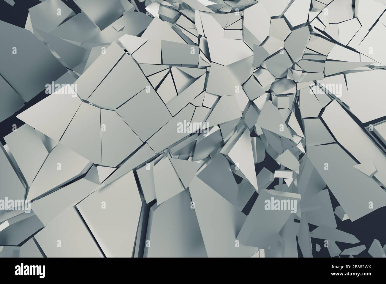 Abstract 3d rendering of cracked surface. Background with broken shape. Wall destruction ...