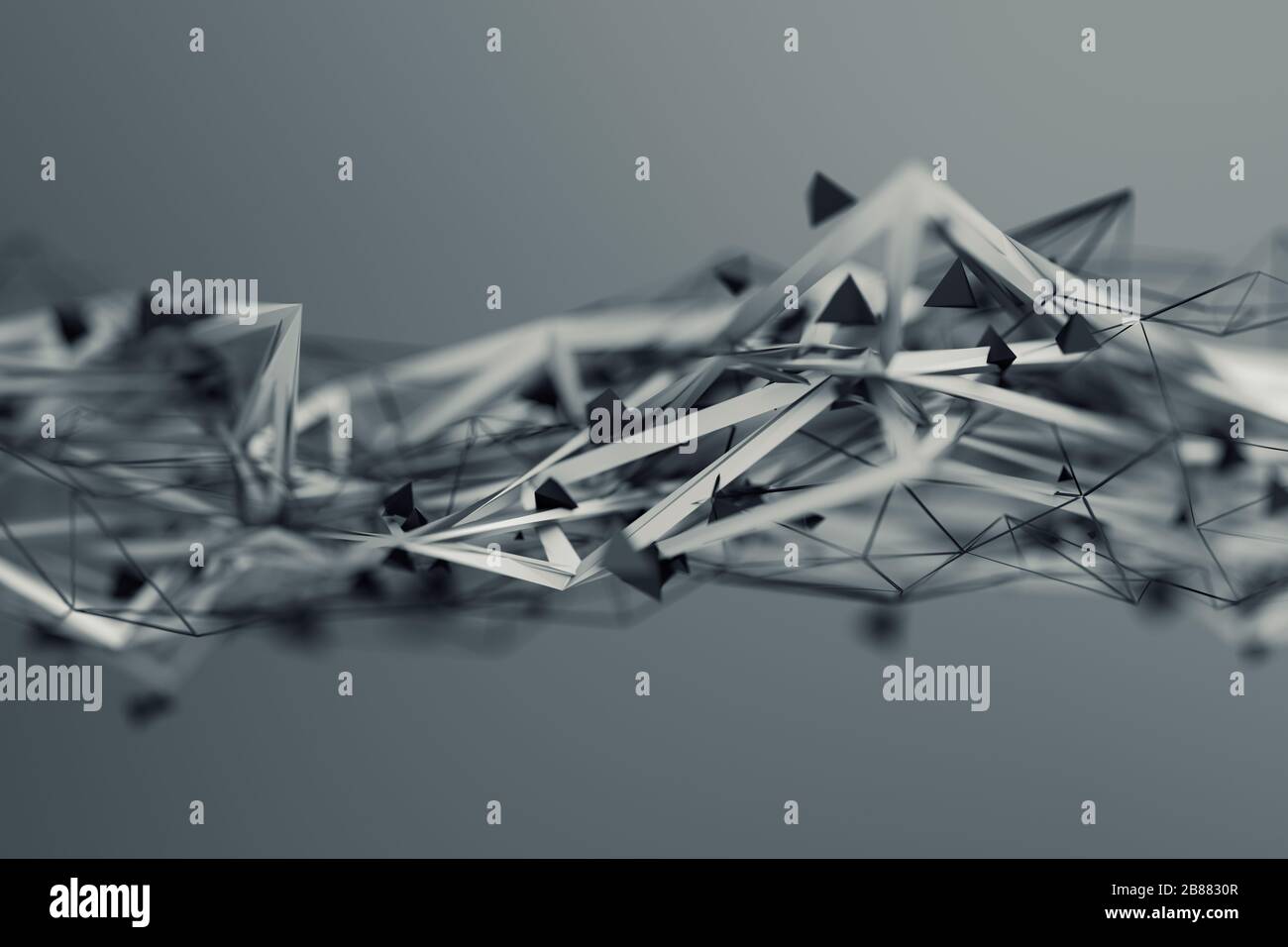 Abstract 3d rendering of chaotic plexus surface. Contemporary background with futuristic ...