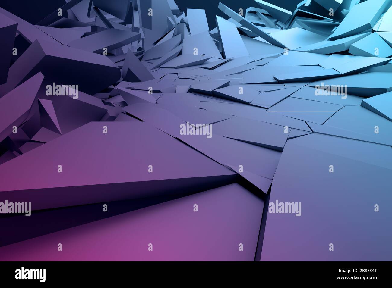 Abstract 3d rendering of cracked surface. Background with broken shape ...