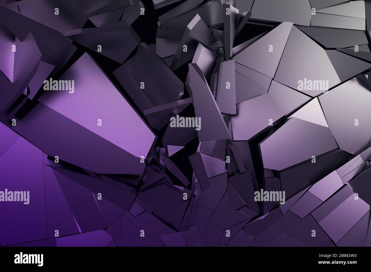 Abstract 3d rendering of cracked surface. Background with broken shape ...