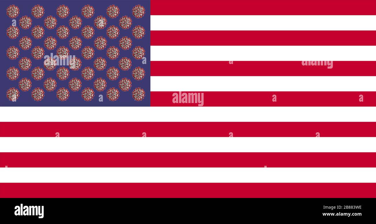 Photomontage, United States, USA Flag with Corona Virus, COVID-19 ...