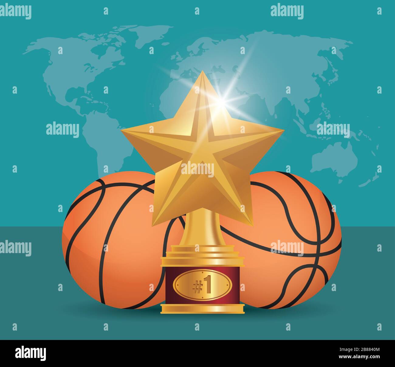 sport basketball balloons with trophy star award Stock Vector Image ...