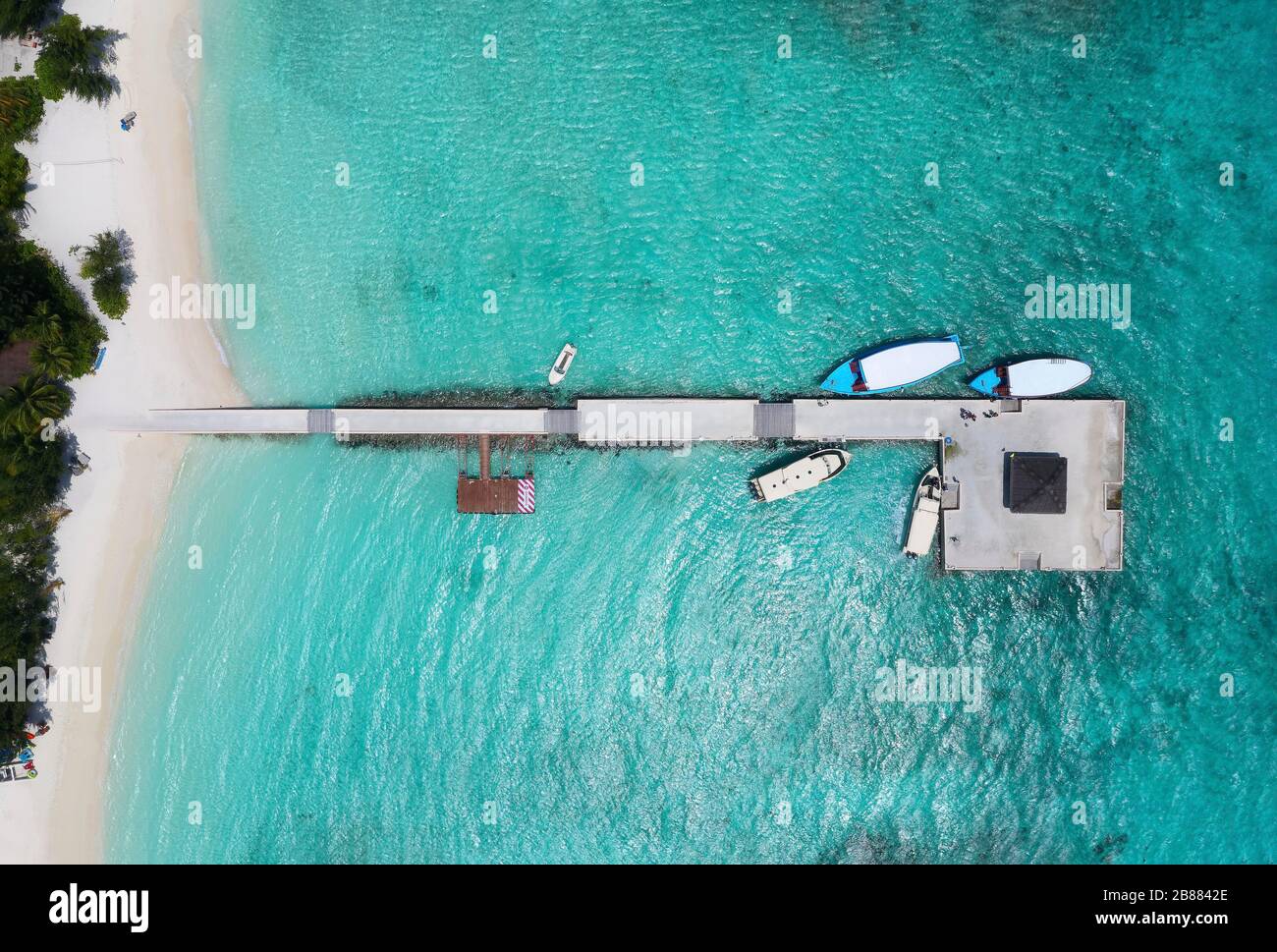 Jetty, jetties, boats, Summer Island, North Male Atoll, Maldives Stock ...
