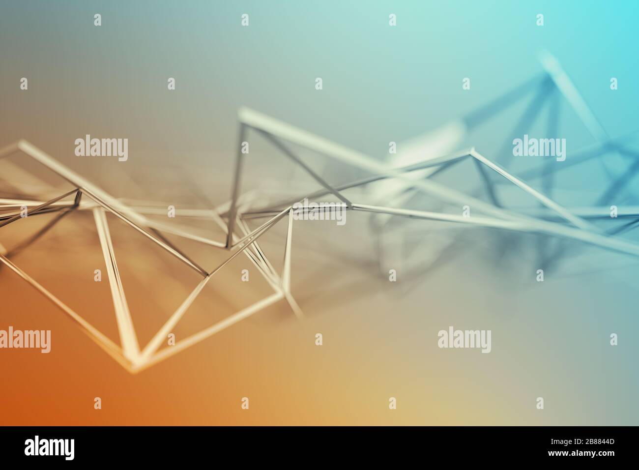 Abstract 3d Rendering Of Chaotic Plexus Surface Contemporary Background With Futuristic