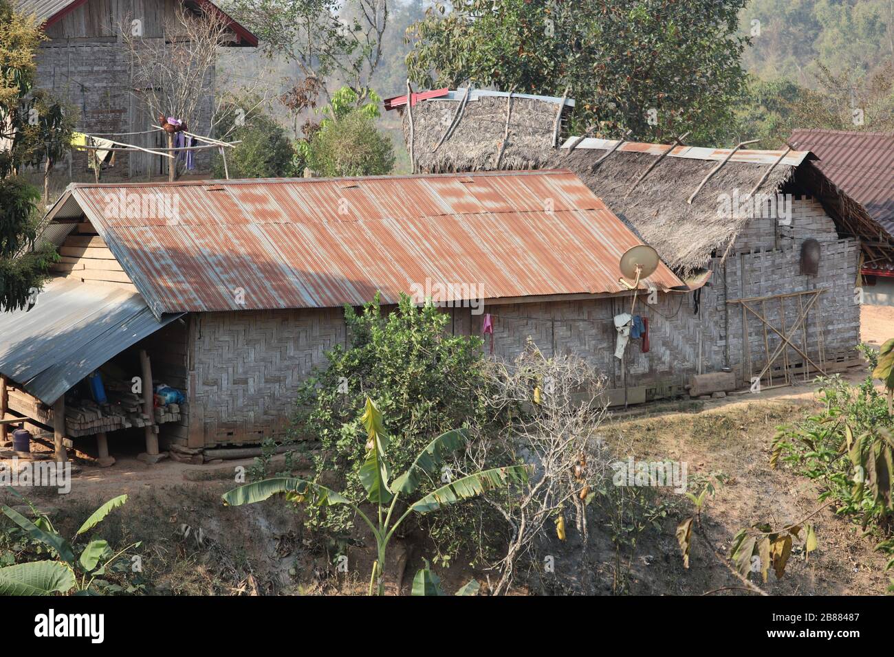 HOUSES/HOMES IN A TRIBAL VILLAGE IN LUANG NAMTHA PROVINCE, NORTHERN ...