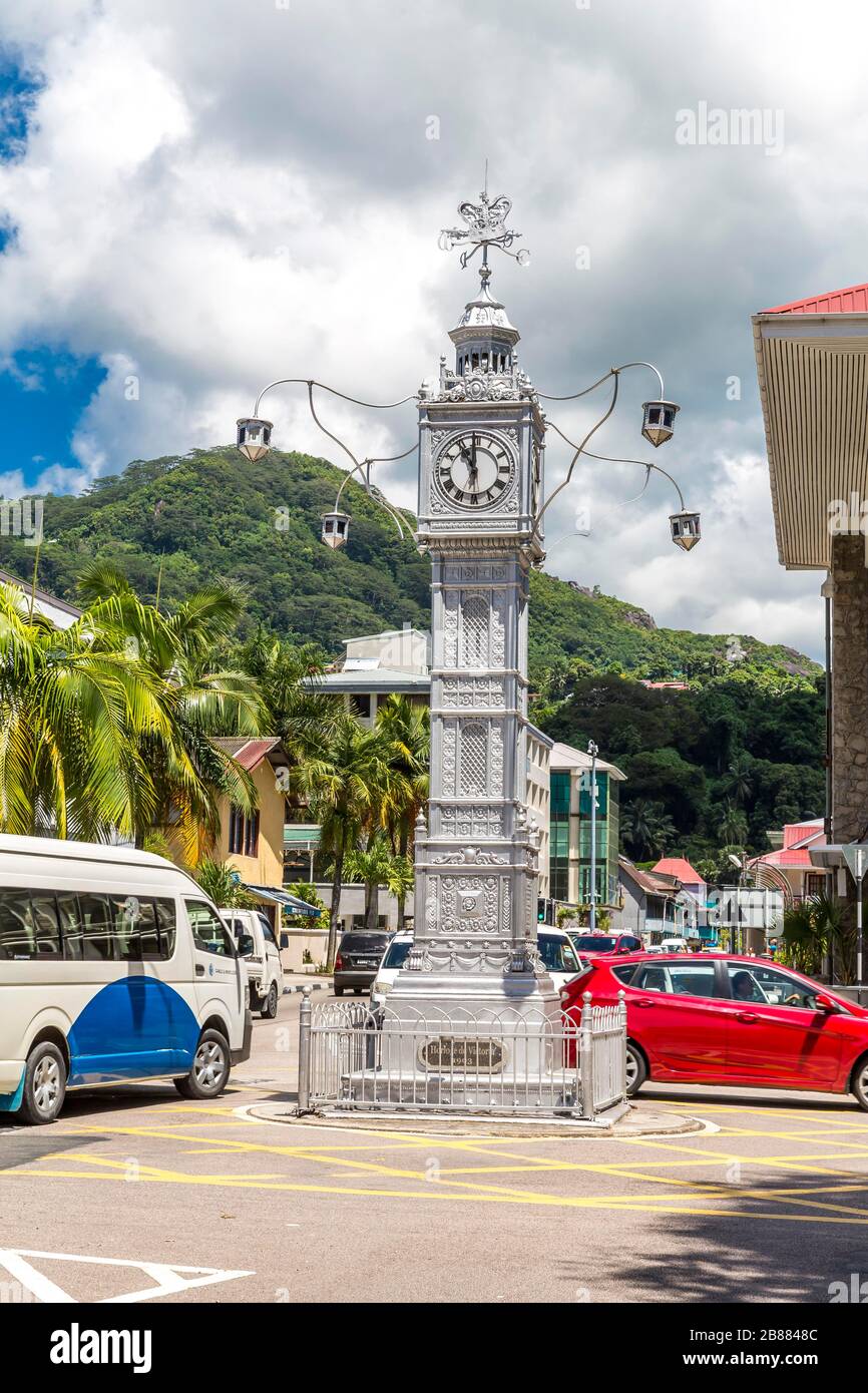 Clock Tower, landmark, Little Big Ben, Victoria, Mahe Island ...