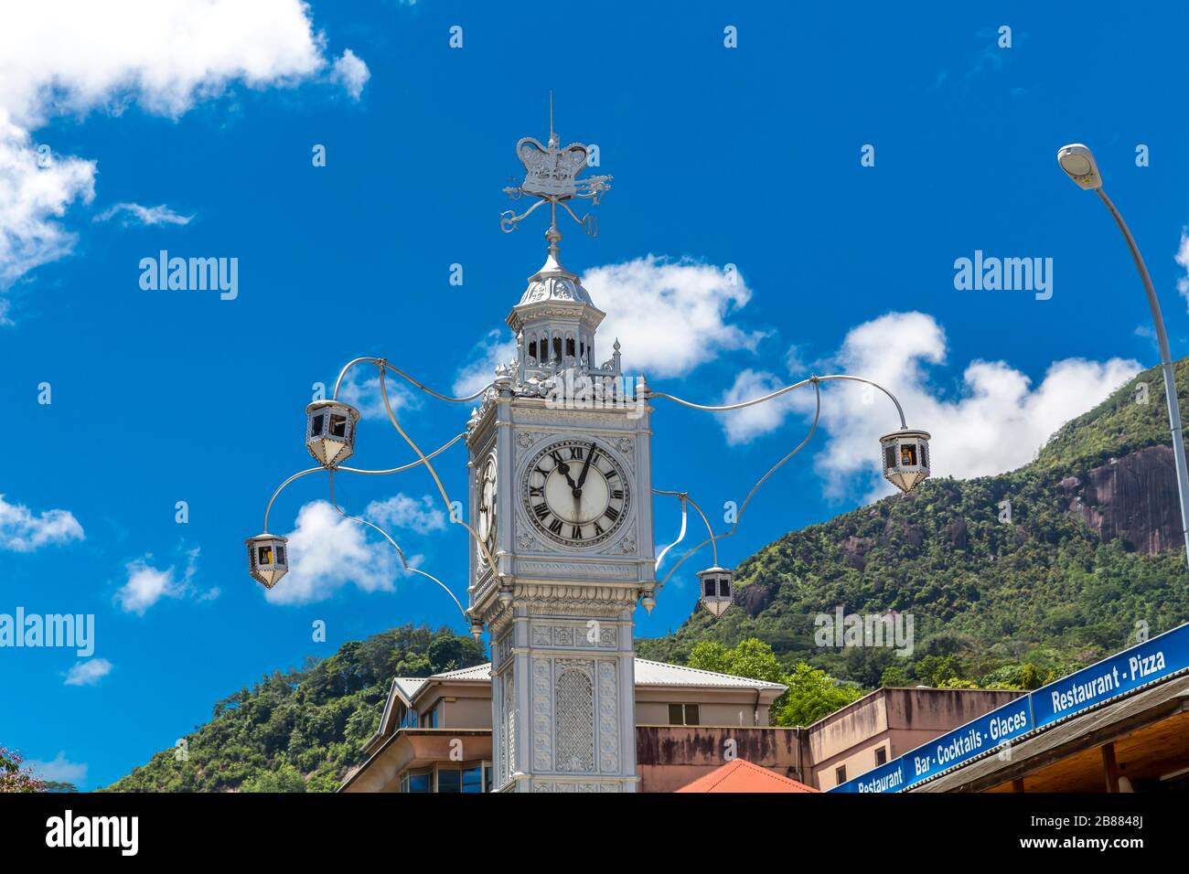 Clock Tower, landmark, Little Big Ben, Victoria, Mahe Island ...