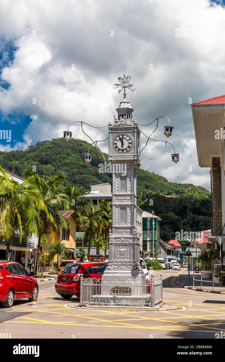 Clock Tower, landmark, Little Big Ben, Victoria, Mahe Island ...