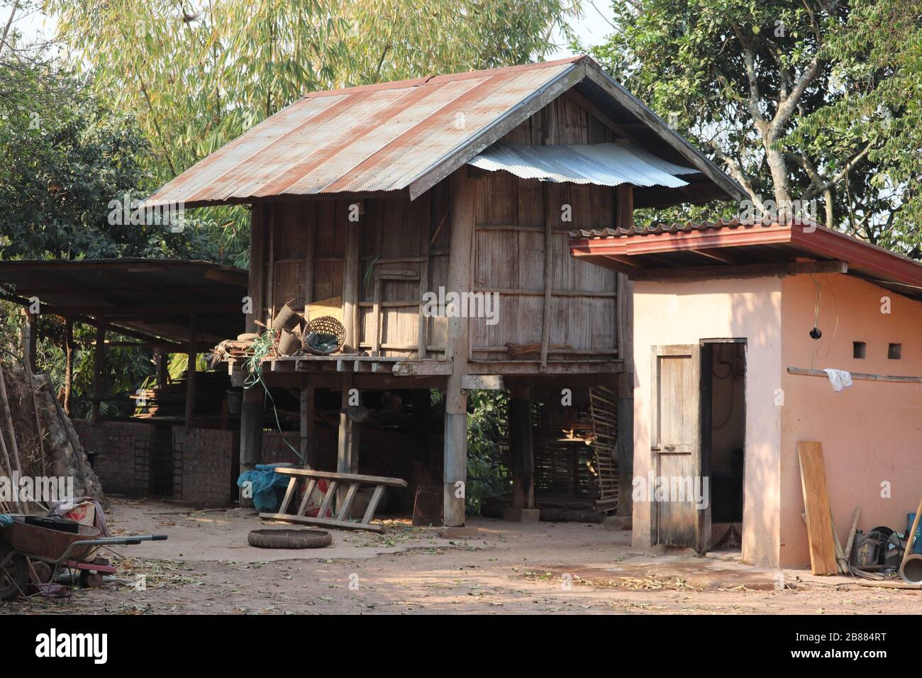 HOUSES/HOMES IN A TRIBAL VILLAGE IN LUANG NAMTHA PROVINCE, NORTHERN ...
