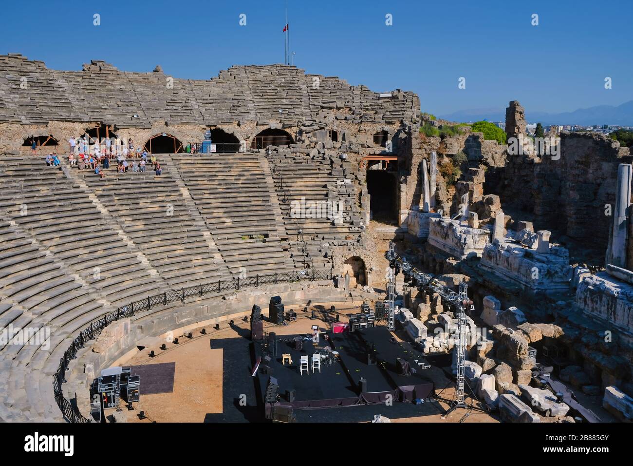 Architecture of the ancient Roman theatre in Side, Turkey Stock Photo ...