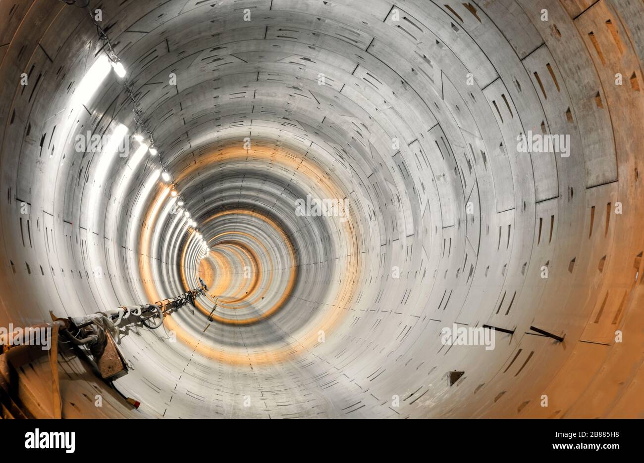 Laying underground tunnel for the subway. Construction phase Stock ...