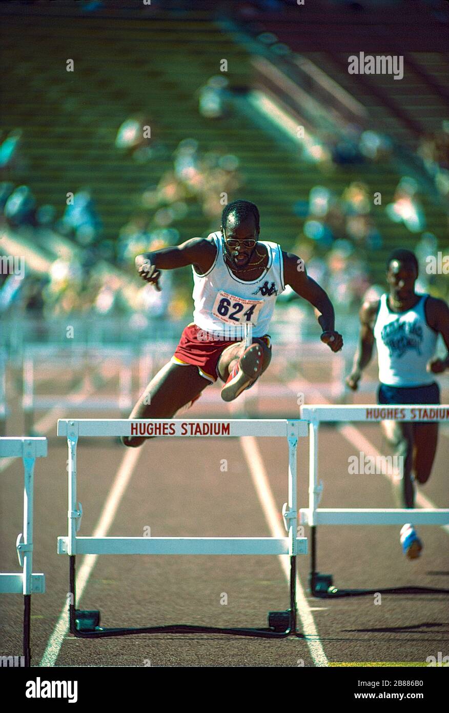 Edwin Moses competing at the 1981 USA Outdoor Track and Field ...