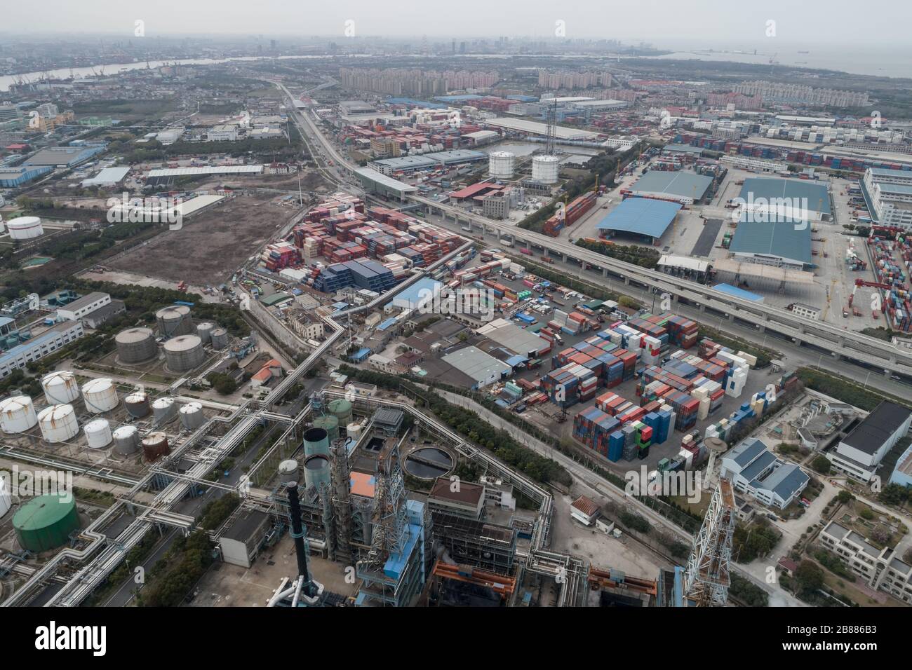 aerial view of industrial buildings Stock Photo - Alamy