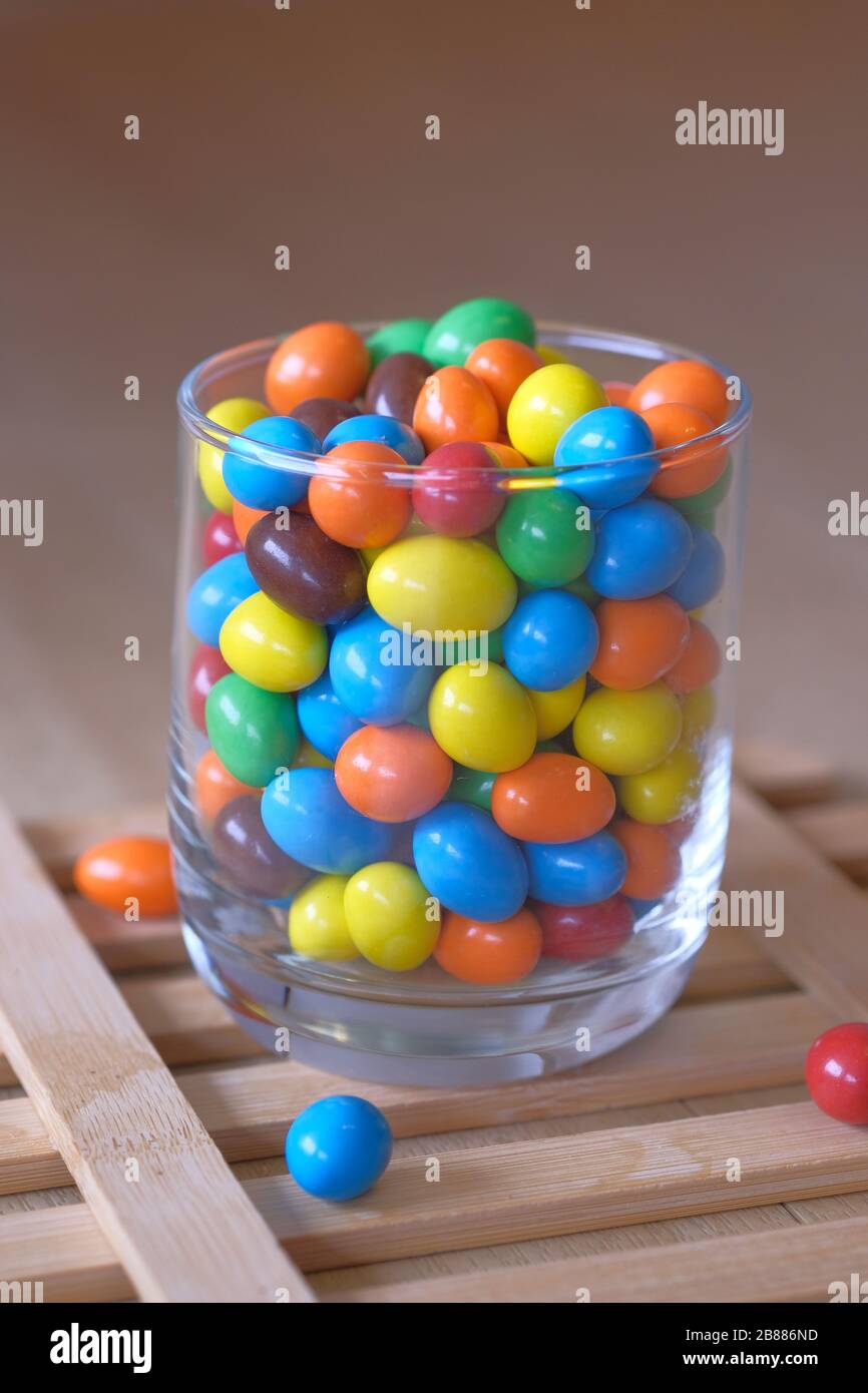 top view of colorful chocolate in a jar Stock Photo - Alamy