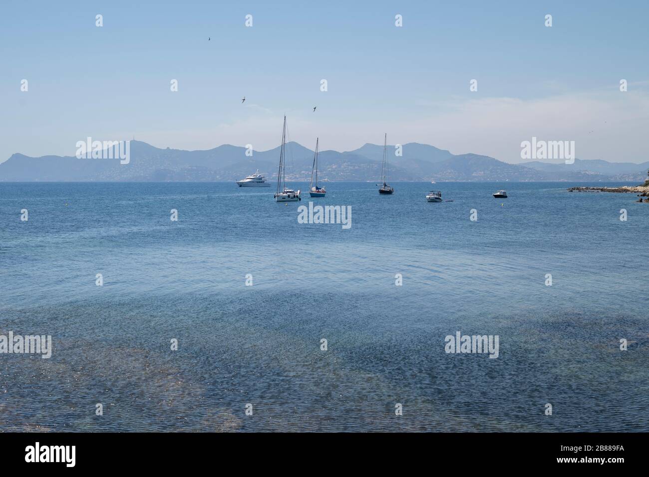 View on the sea and boats from Saint Honorat Island fortress, Cannes ...