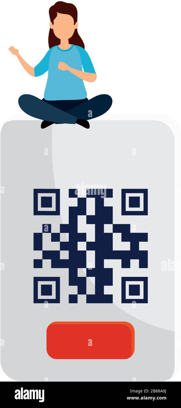 woman with qr code isolated icon Stock Vector Image & Art - Alamy