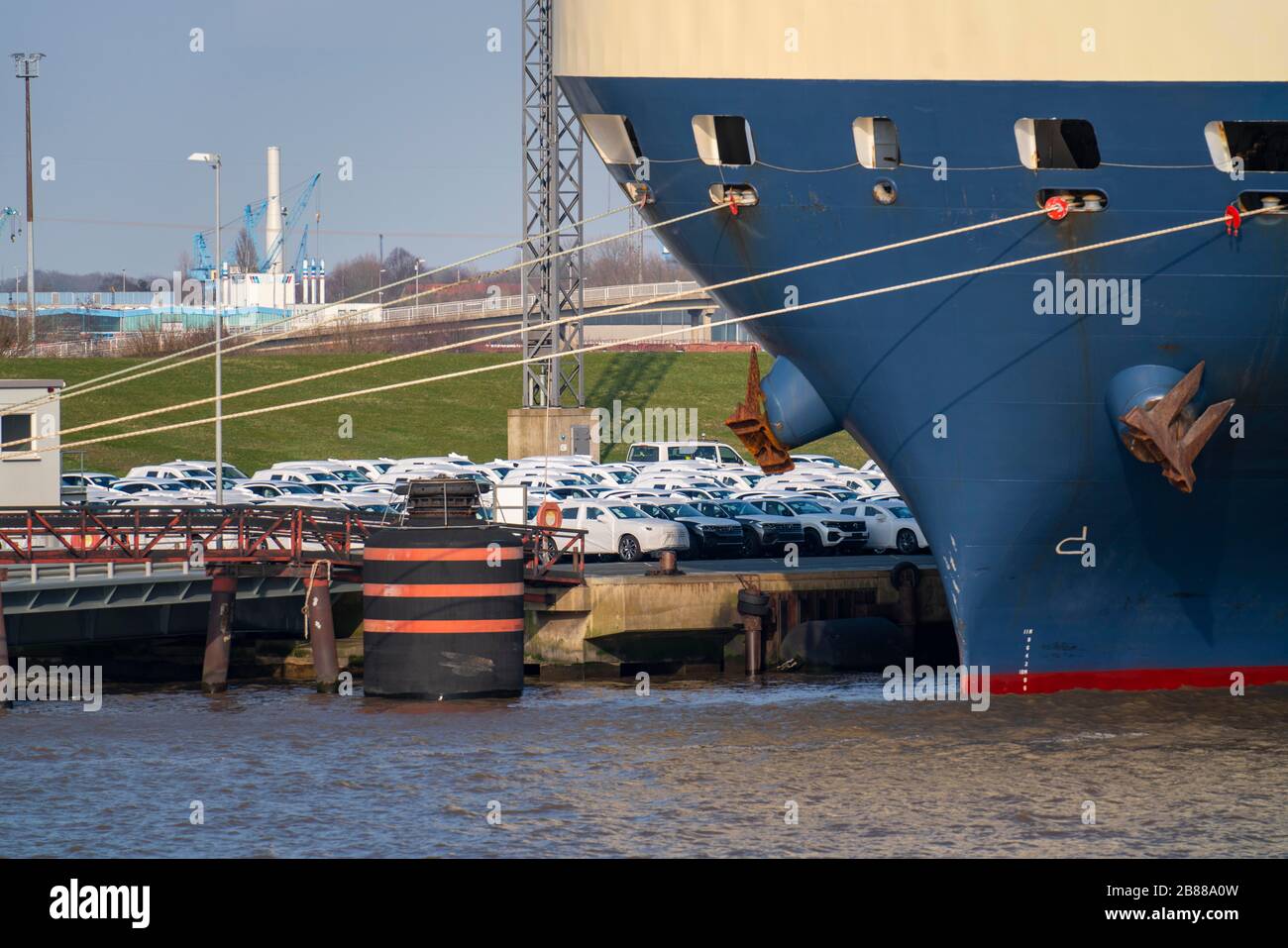 Vehicle transporter MORNING CARA in the Ems estuary, VW plant, Emden ...