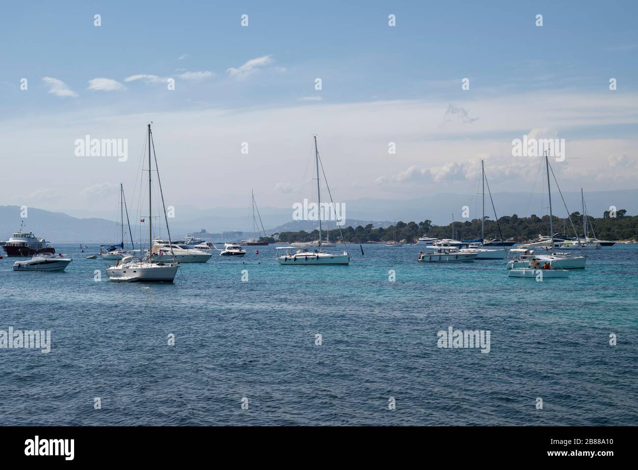Yacht holyday. French Riviera. Yachts anchored around Lerins islands ...
