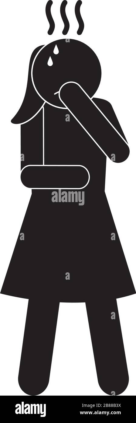 female avatar with fever silhouette style icon vector design Stock ...