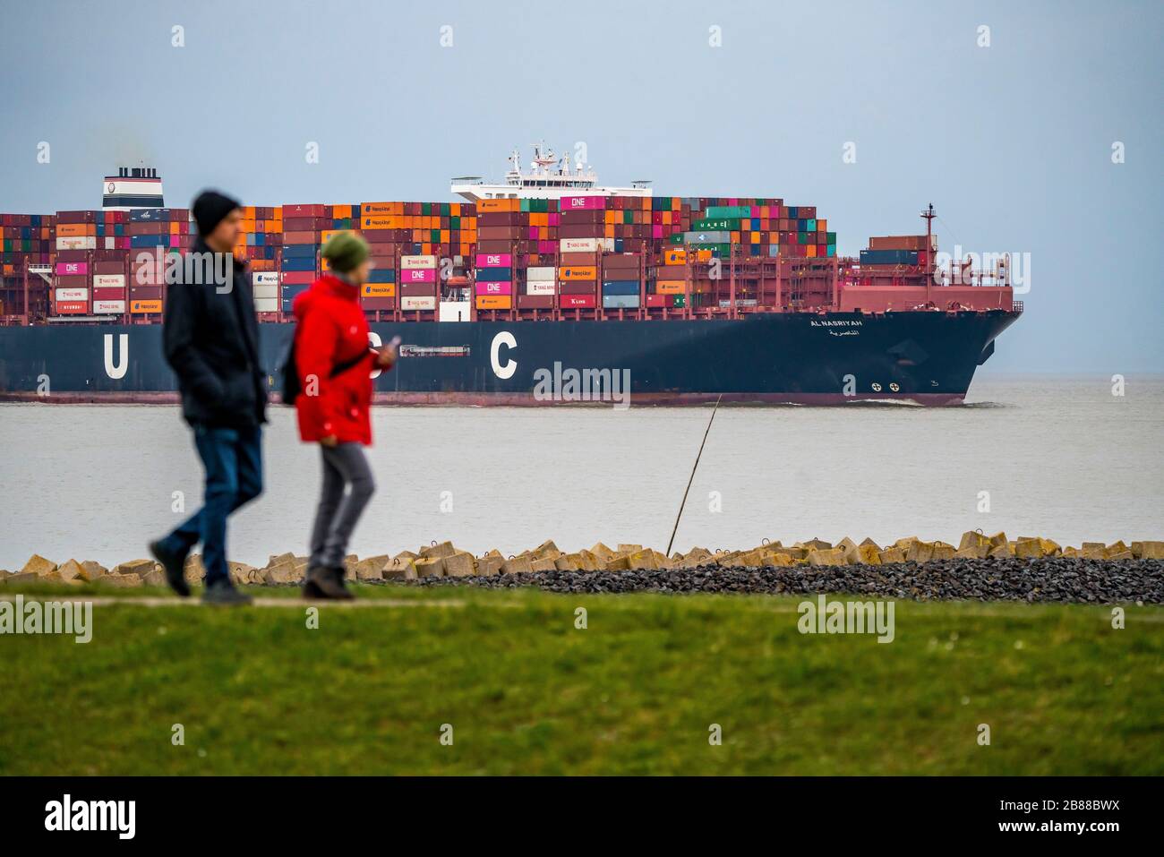 Container cargo ship UASC AL NASRIYAH, under the flag of the Marshall ...