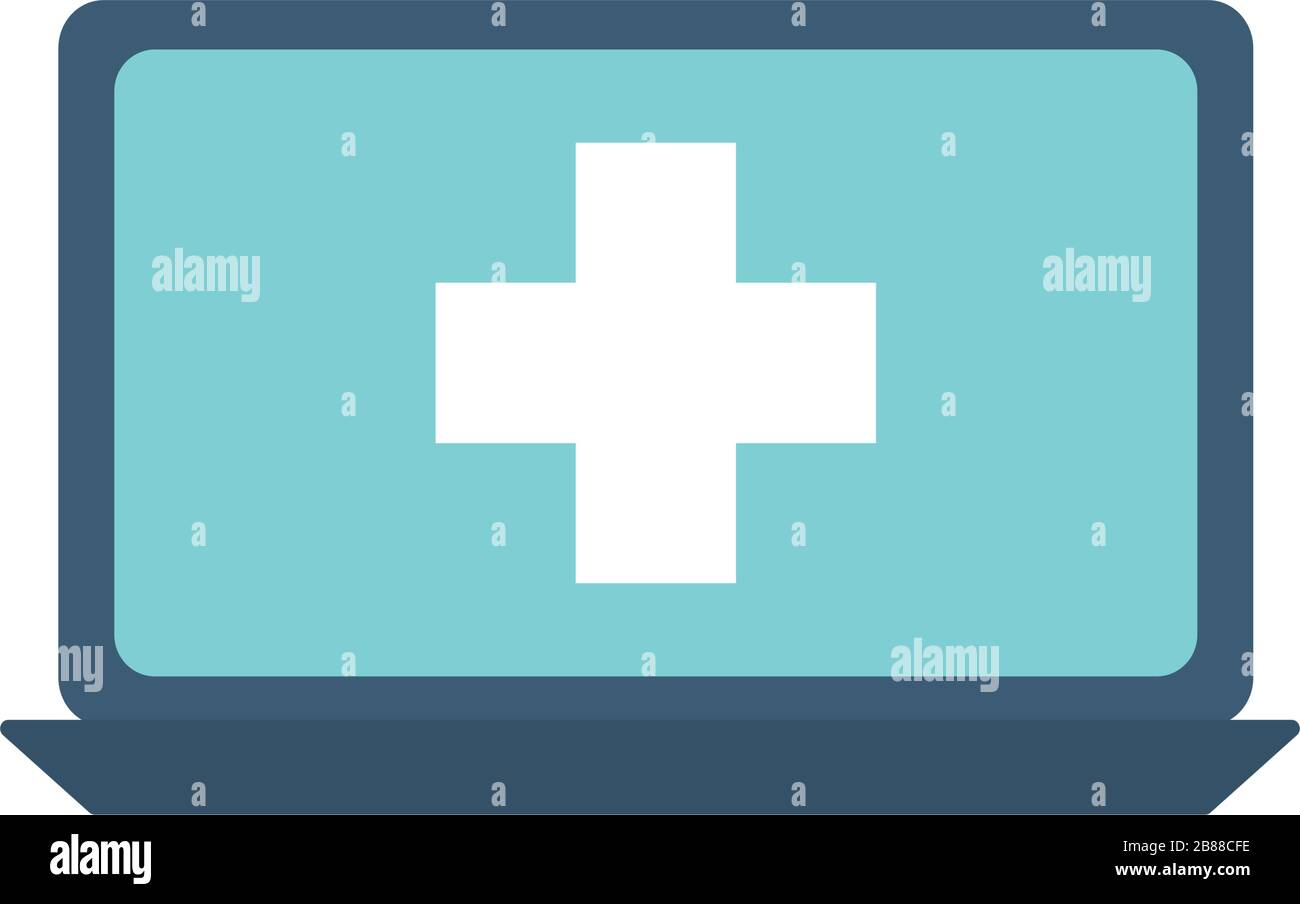 Isolated cross inside laptop flat style icon vector design Stock Vector ...