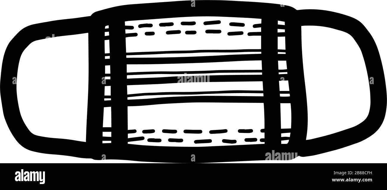 Medical mask for protection against diseases in hand drawn doodle style ...