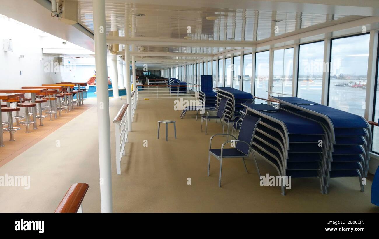 Bad travel time. Empty cruise ship. Empty. No people. Nobody. Cruise ...