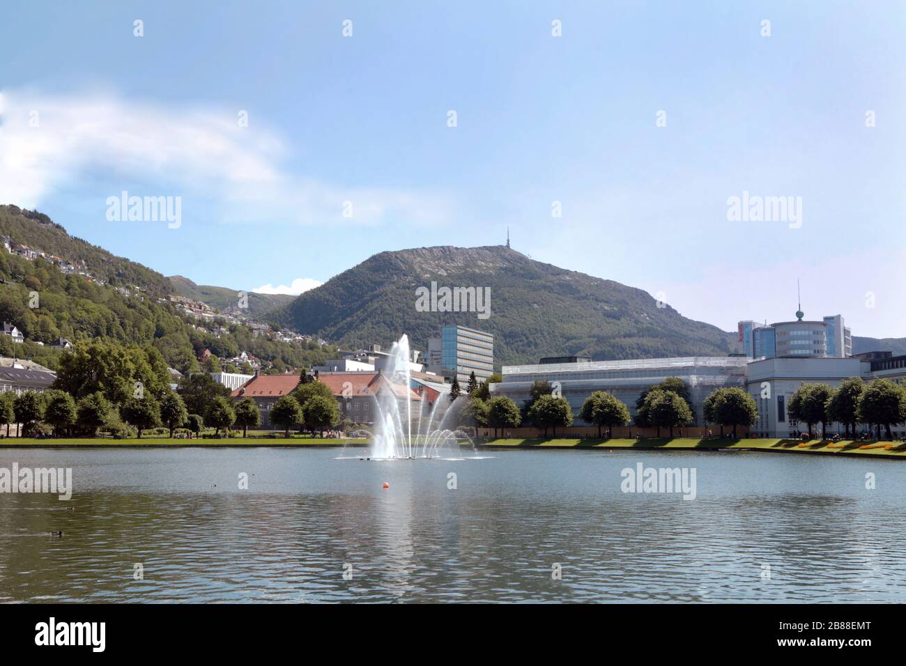 Bergen, Norway - July 05 2019: city centre square of the Bergen ...