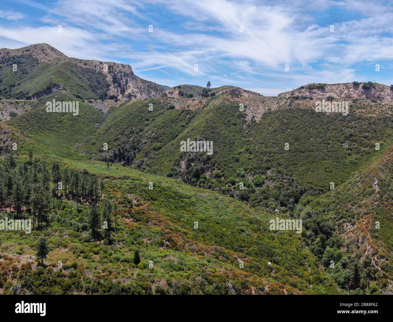 Aerial view of Angeles National Forests mountain, California, USA ...