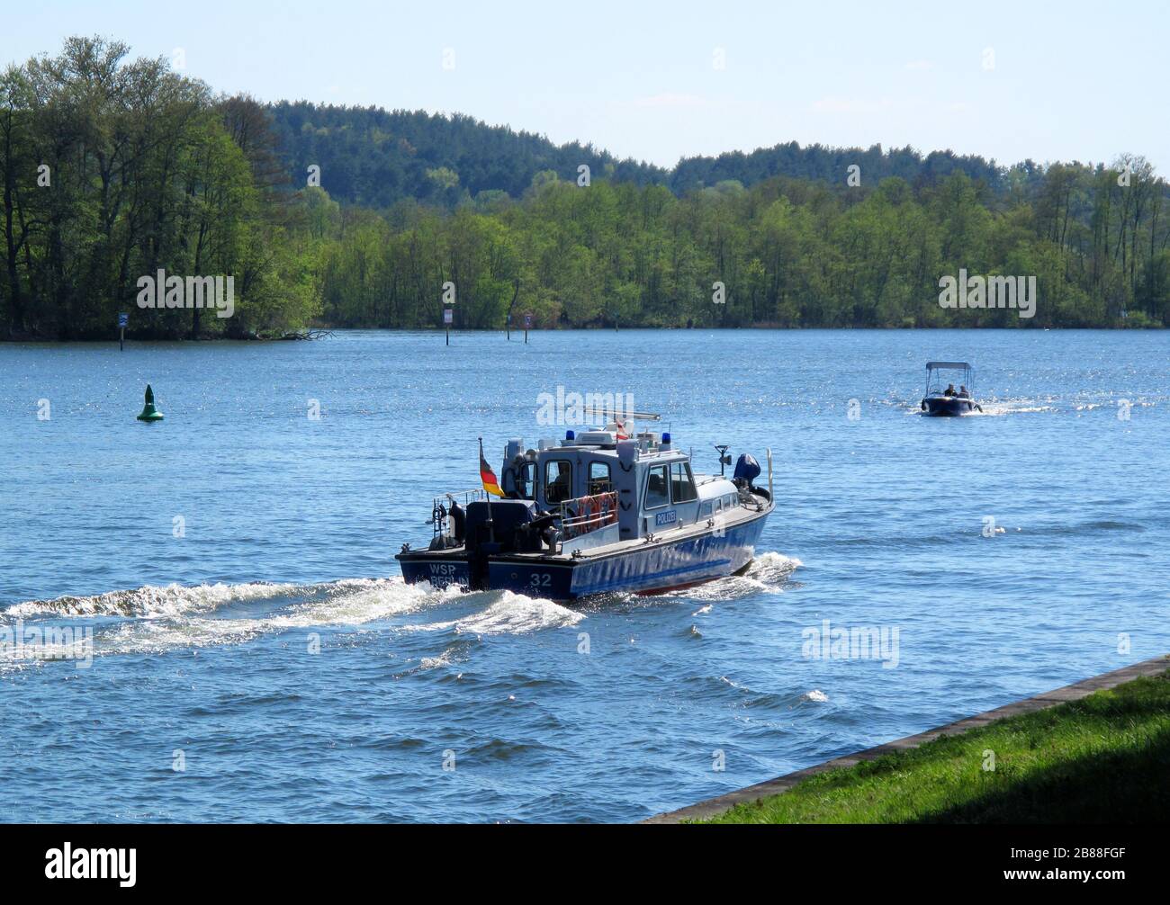 Berlin, Germany 04-22-2019 a patrol boat of the german water police at ...