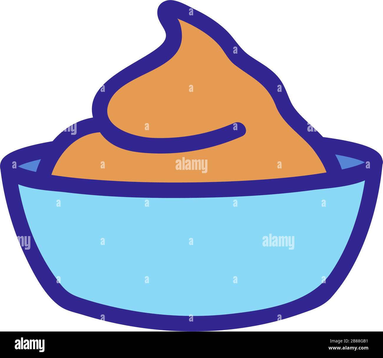 the yogurt in the bowl icon vector outline illustration Stock Vector ...