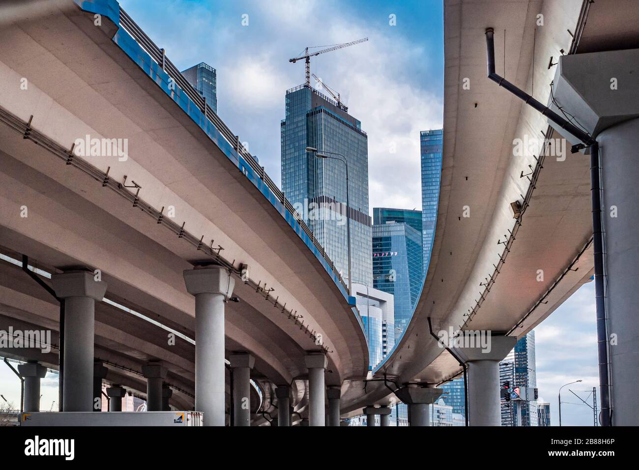 Russia, Moscow. Traffic intersection near the business center 'Moscow ...