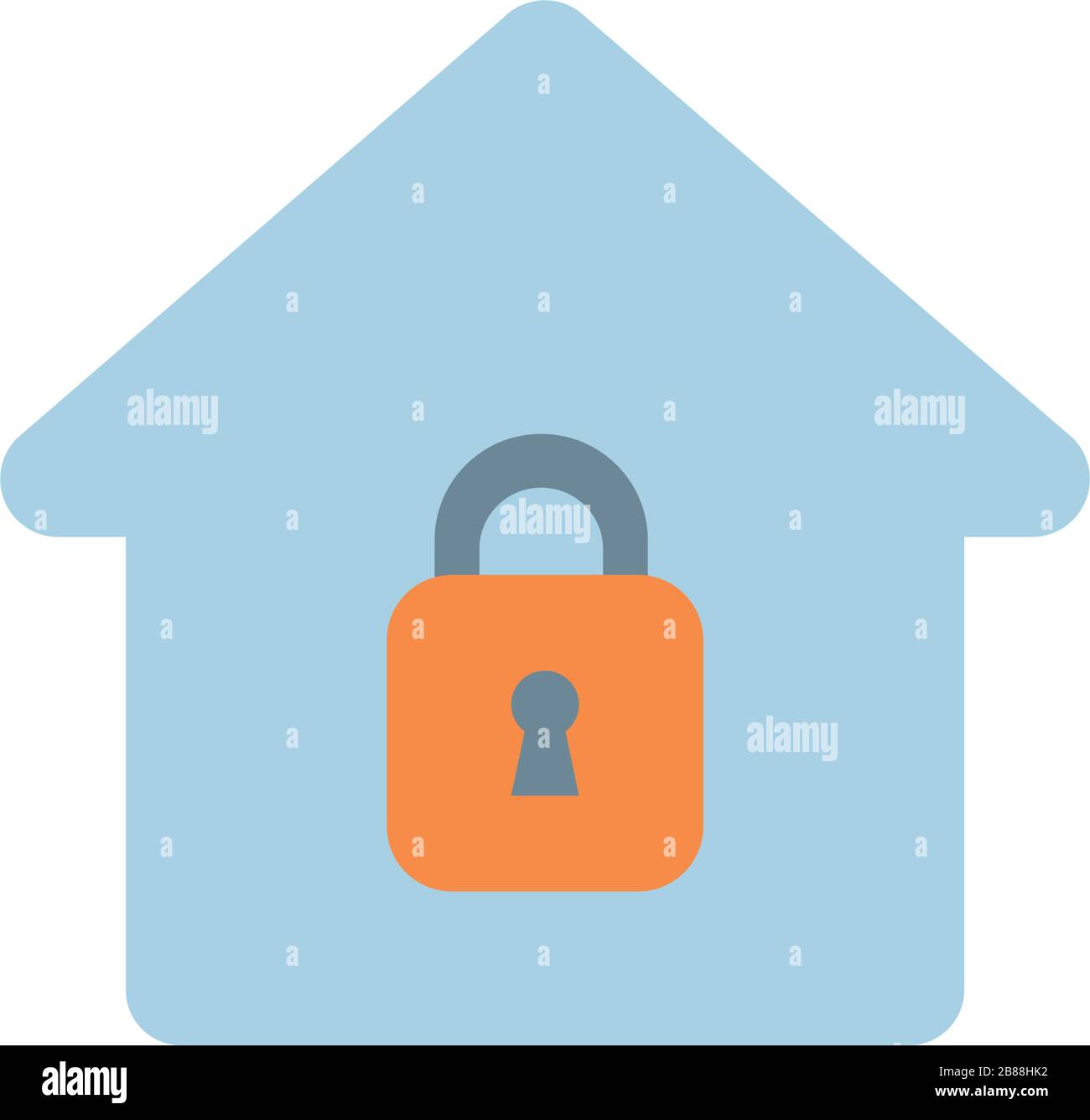 house with security padlock icon over white background, flat style ...
