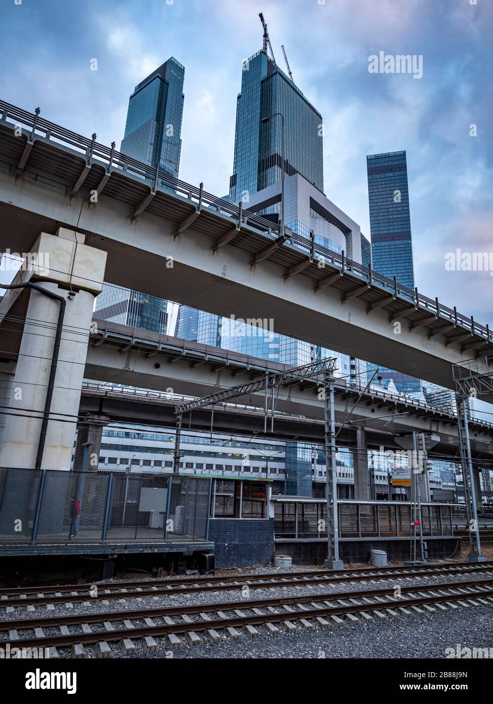Russia, Moscow. Traffic intersection near the business center 'Moscow ...