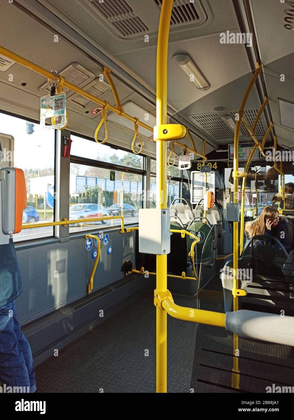 Gdansk Poland 12 20 2019: modern city bus with passangers. Public city ...