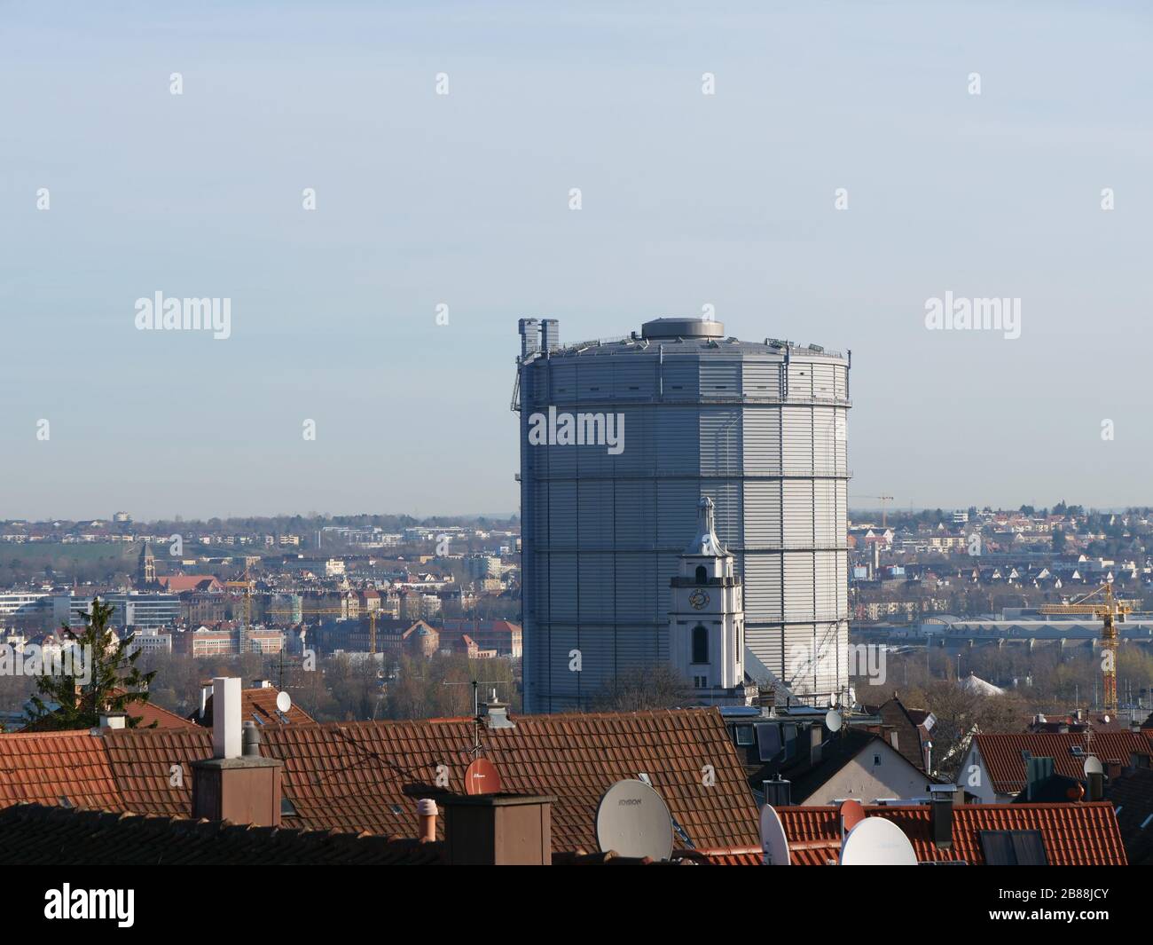 The church of the district Gaisburg in the german town Stuttgart in ...