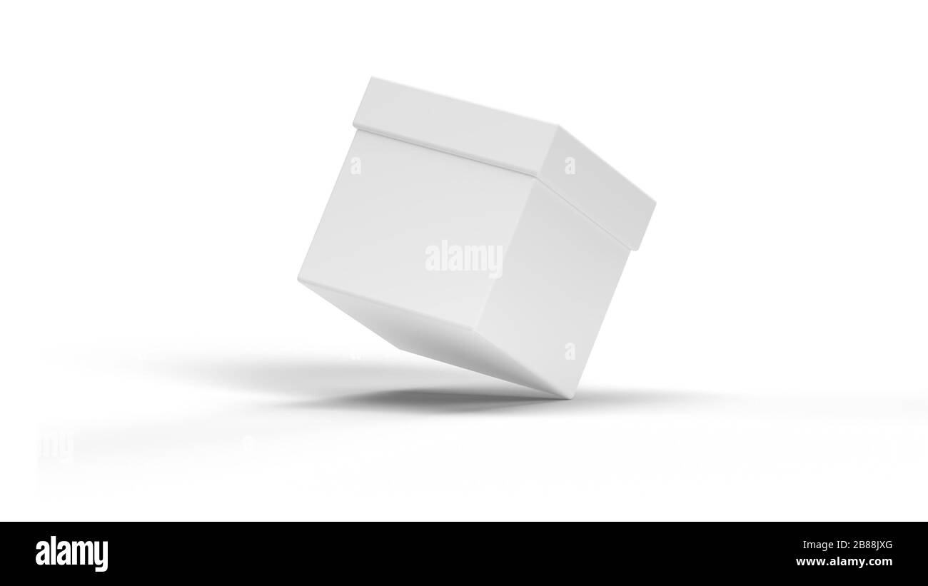 White box mockup on white background with shadow. Packaging and ...