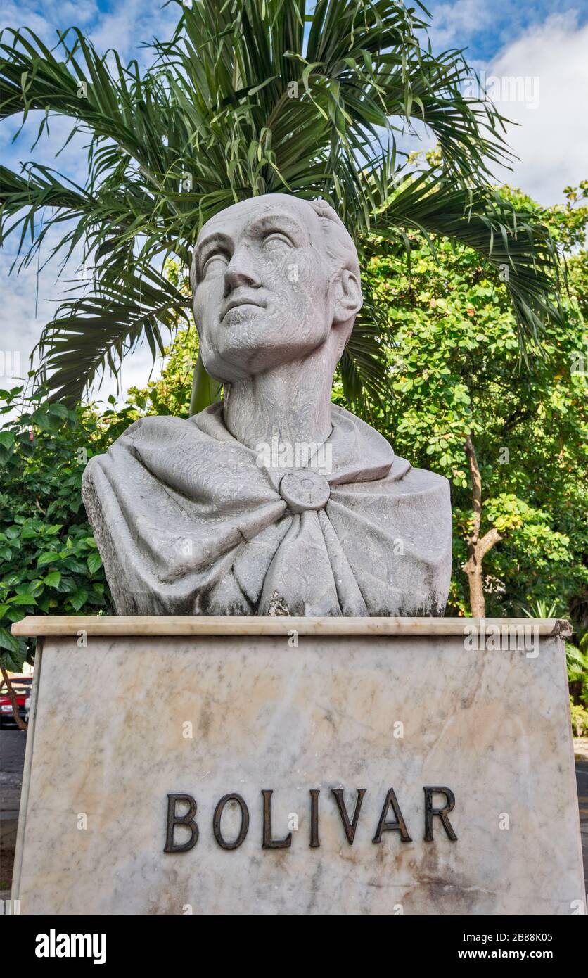 Bust of Simon Bolivar at Calle Lerdo de Tejada in Villahermosa, Tabasco ...