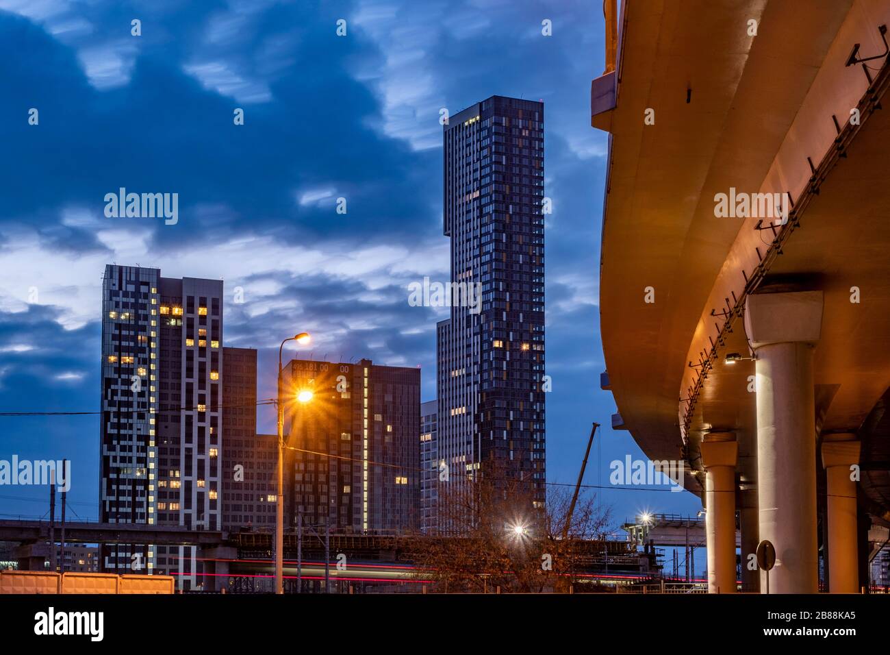 Russia, Moscow. Traffic intersection near the business center 'Moscow ...