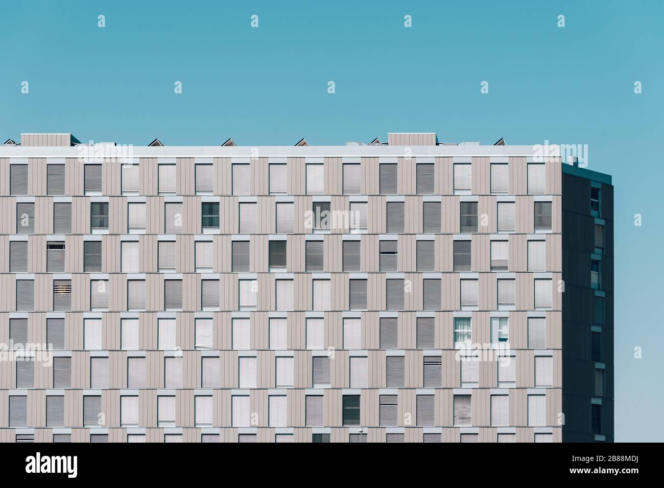 Madrid, Spain - August 31, 2019: Modern residential building against ...