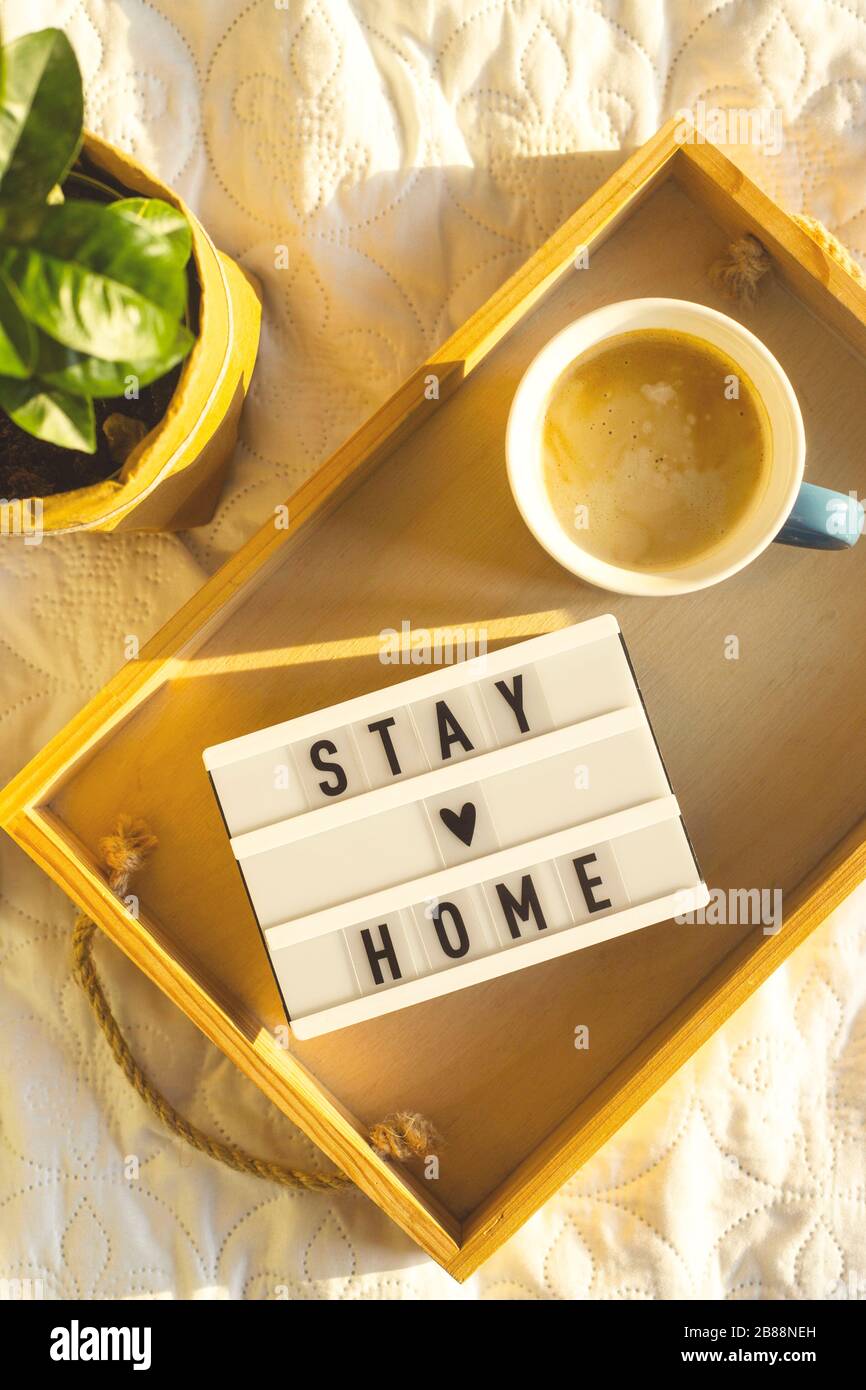 Stay home concept of self-isolation during the Covid-19 coronavirus ...