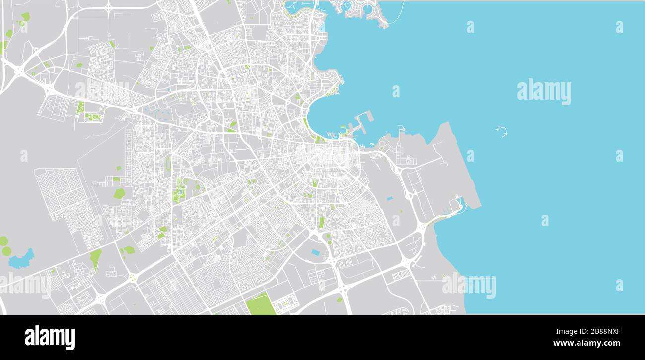 Urban vector city map of Doha, Qatar Stock Vector Image & Art - Alamy