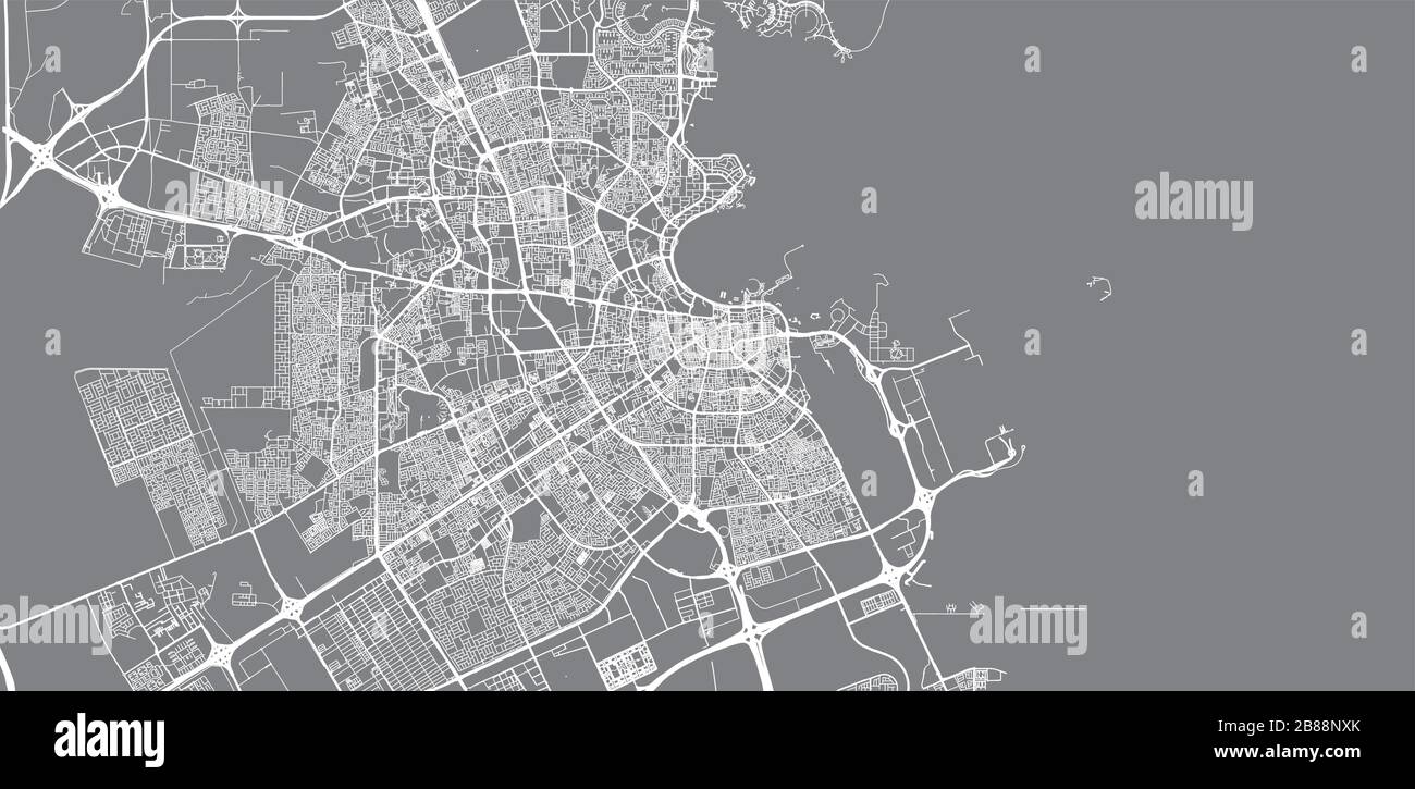 Urban vector city map of Doha, Qatar Stock Vector Image & Art - Alamy