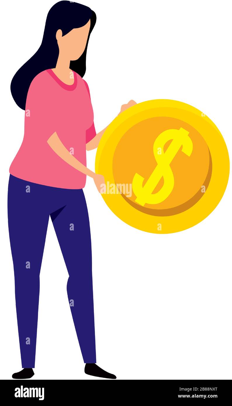 woman and coin money cash isolated icon Stock Vector Image & Art - Alamy