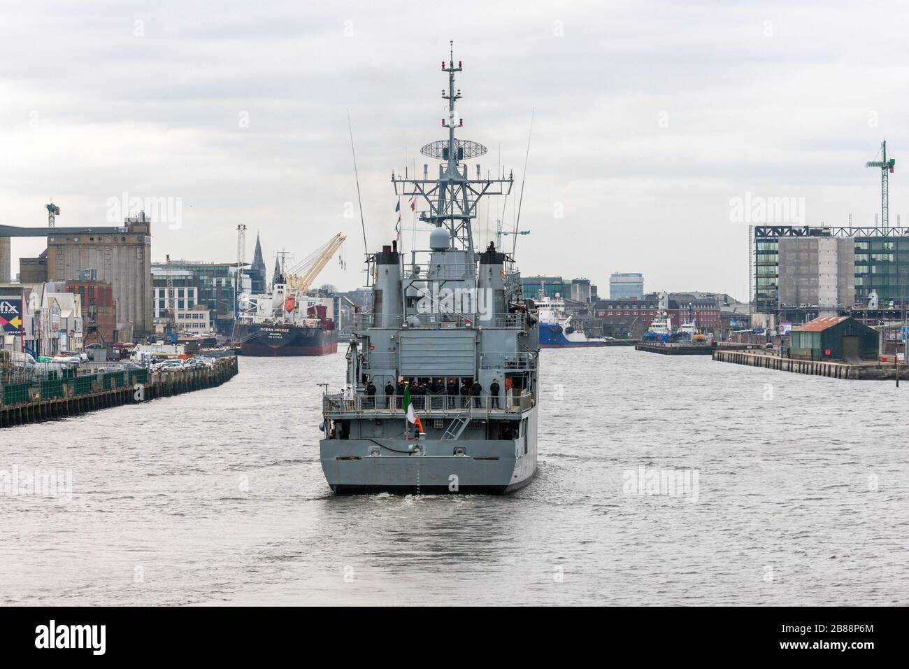Cork, Ireland, 20th March,2020. Irish naval vessel LÉ Eithne steams up ...
