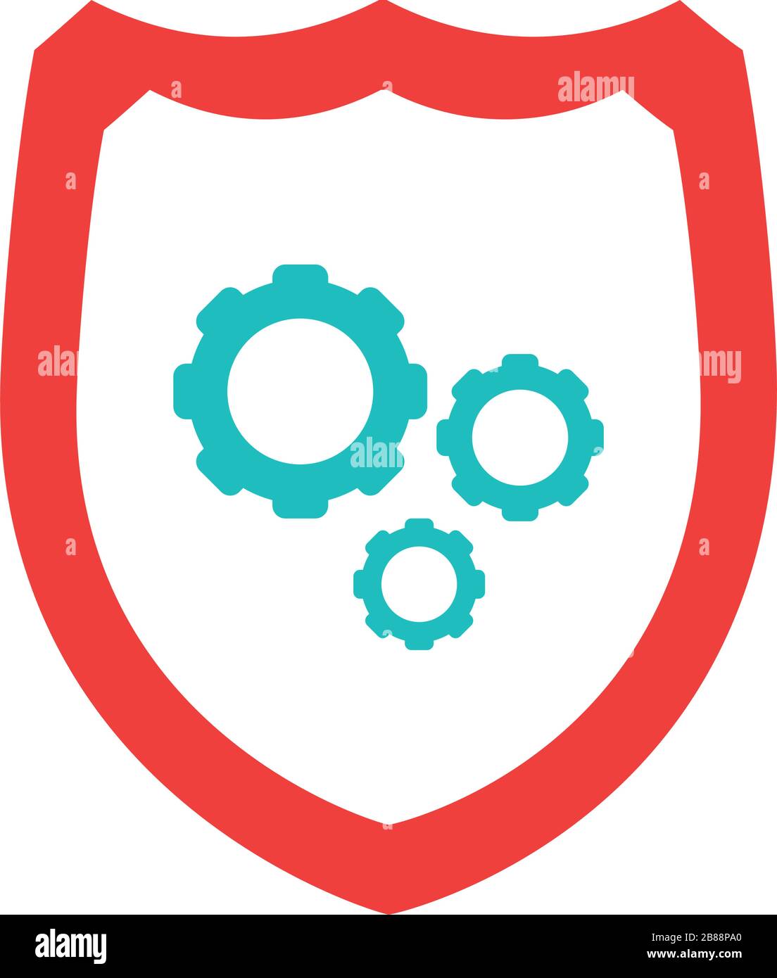 shield with gear wheels icon over white background, flat style, vector ...