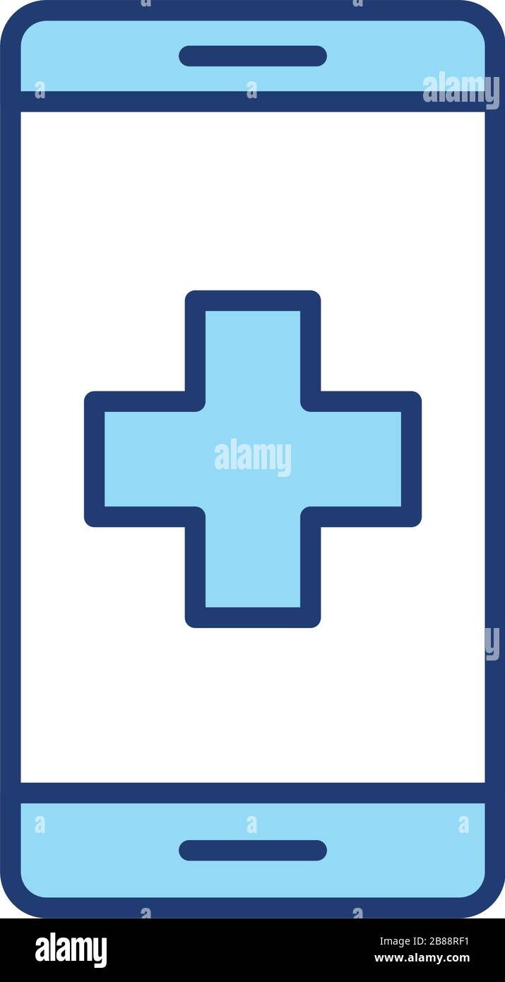 Isolated cross inside smartphone line and fill style icon vector design ...
