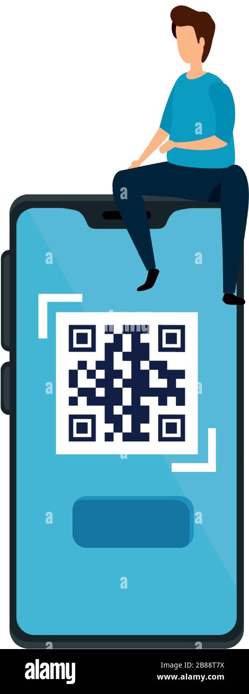 man and smartphone device with scan code qr Stock Vector Image & Art ...
